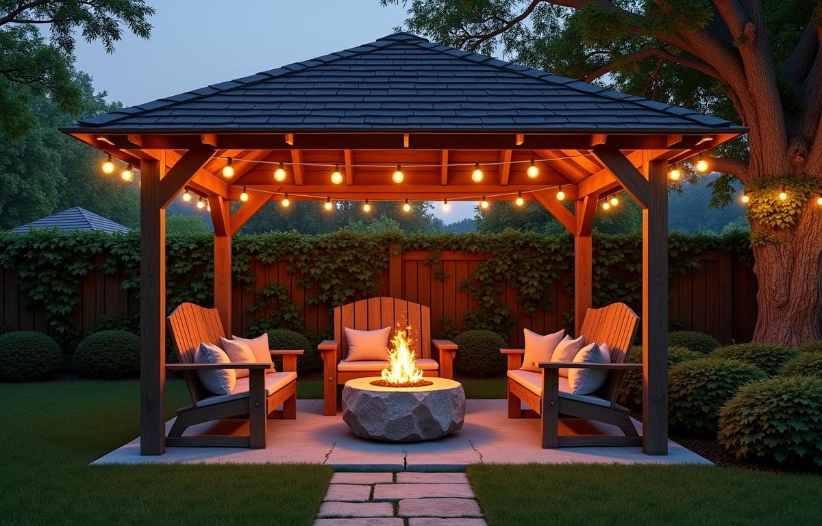 Backyard Gazebo With Fire Pit