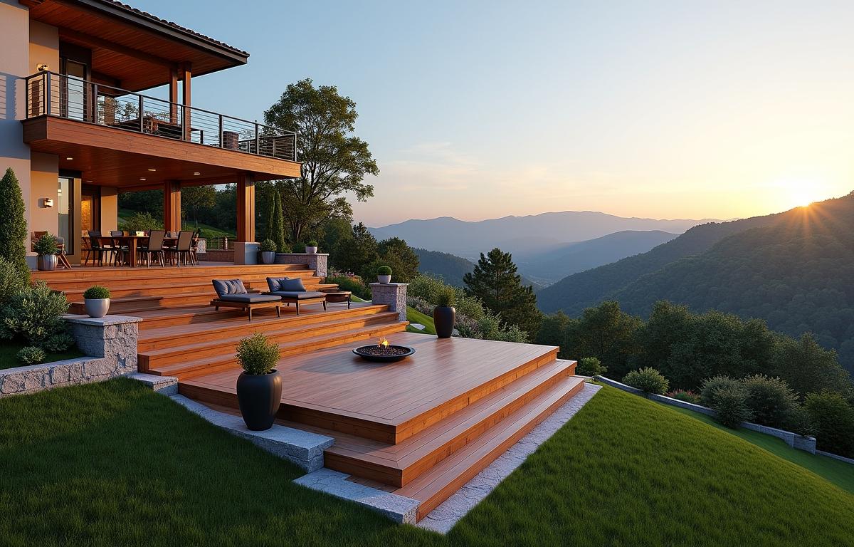Hillside Sloped Backyard Deck Ideas